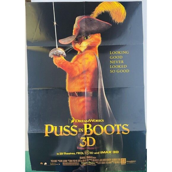 Art | Puss In Boots Movie Poster Original Promotional 27x4 Folded One ...